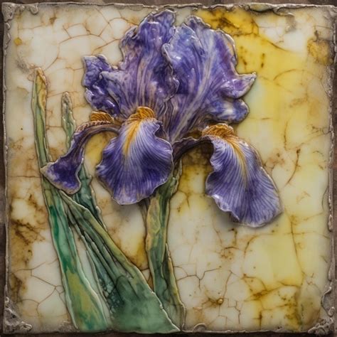 Un Azulejo Con Un Iris Morado Foto Premium