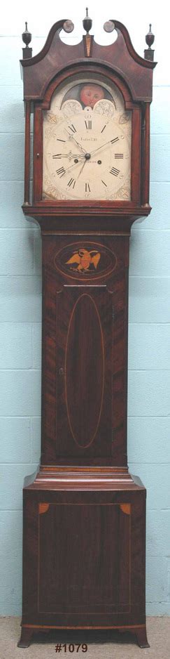 Tall Case Clock Pennsylvania Federal Eby Jacob Mahogany And Inlay