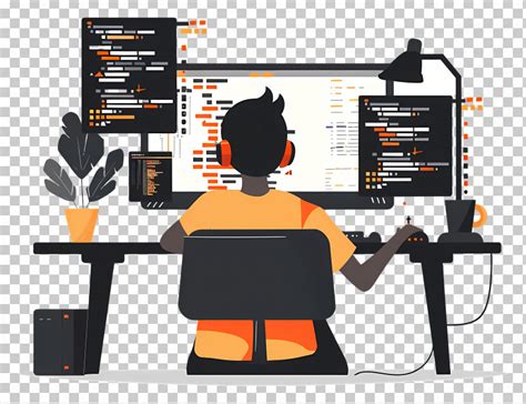 Programmer Coding Developer Working At Desk Png Clipart Coding