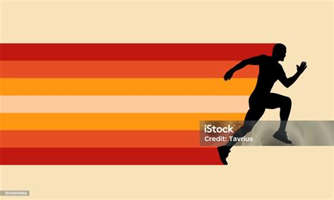 Siluet Vektor Pria Berlari Sprint Lari Cepat Pelari Mulai Berlari Mulai Latar Belakang Bergaris