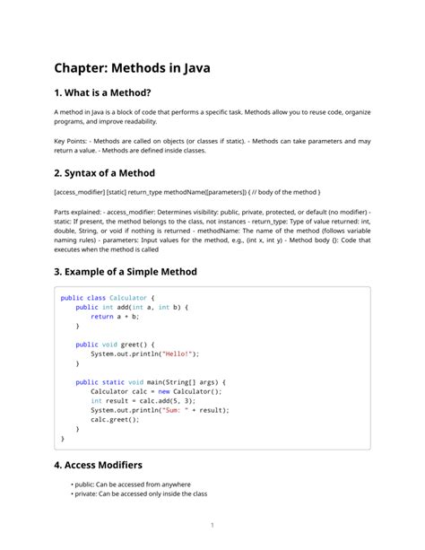 Java Methods Syntax Access Modifiers And Examples