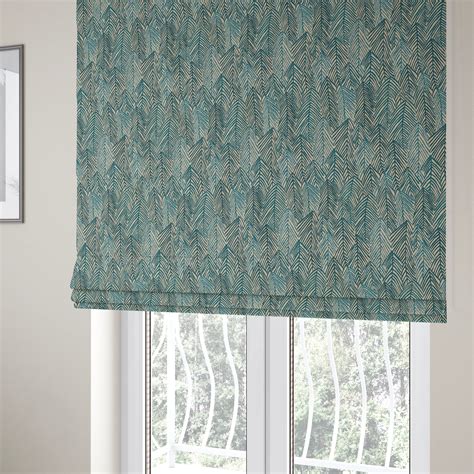 Piccadilly Collection Leaf Floral Pattern Woven Upholstery Teal