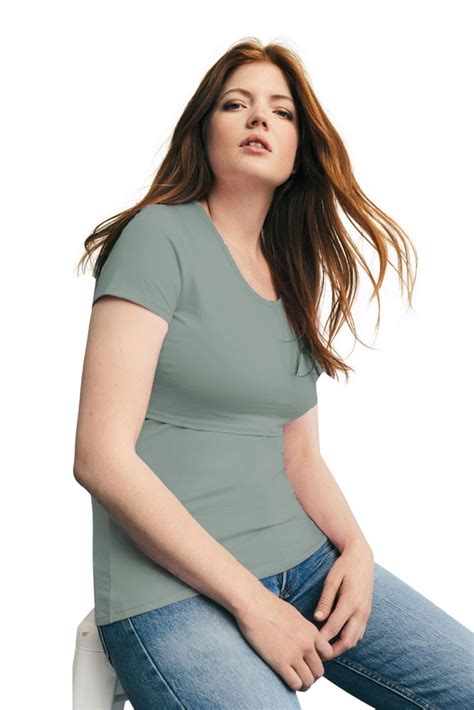 Boob Design Classic Organic Short Sleeve Scoop Neck Top With Full Back
