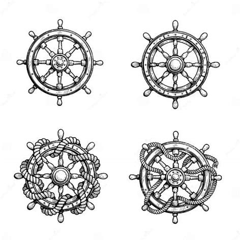 Conjunto De Casco De Barco Con Estilo De Esbozo Dibujado A Mano Símbolos Náuticos Originales