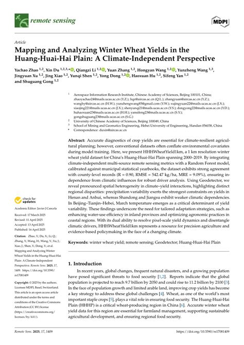 Pdf Mapping And Analyzing Winter Wheat Yields In The Huang Huai Hai Plain A Climate