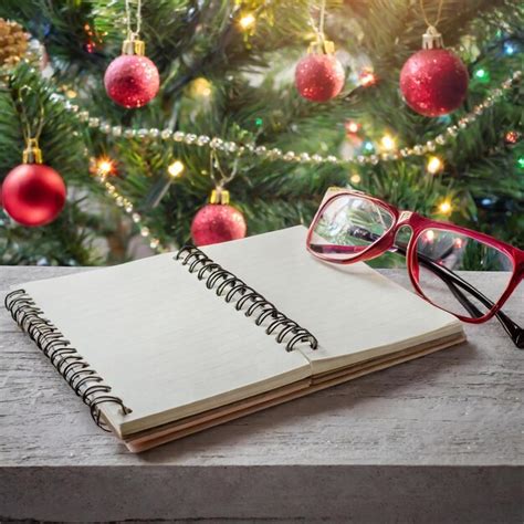 Blank Pages Bright Beginnings New Years Notepad By The Christmas Tree Premium Ai Generated Image