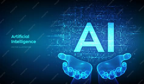 Premium Vector Ai Artificial Intelligence Letters Ai Made With Binary Code In Wireframe Hands
