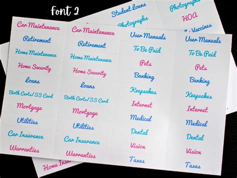 Household Files Labels File Folder Labels Home File Box Labels Home Records Labels Household