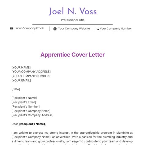 Apprenticeship Cover Letter Examples