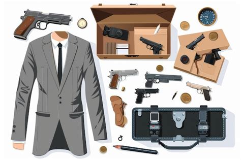 Flat Lay Of Detective Tools And Props Representing Investigation And