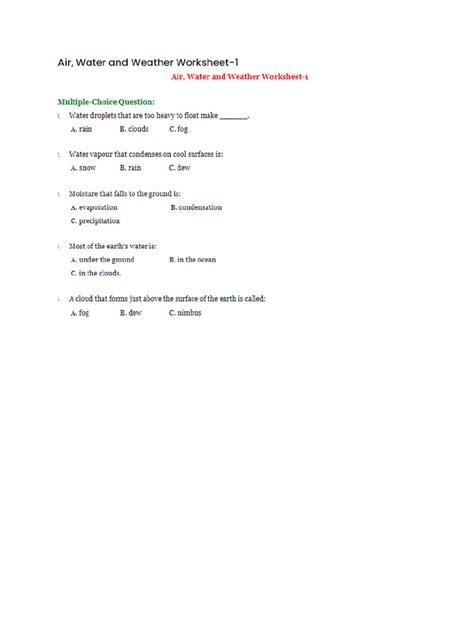 Evs Worksheet Class 3 Pdf