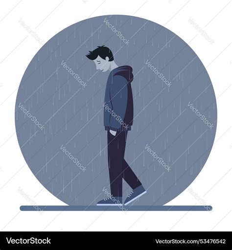 Sad Man Depression And Feeling Lonely Concept Vector Image