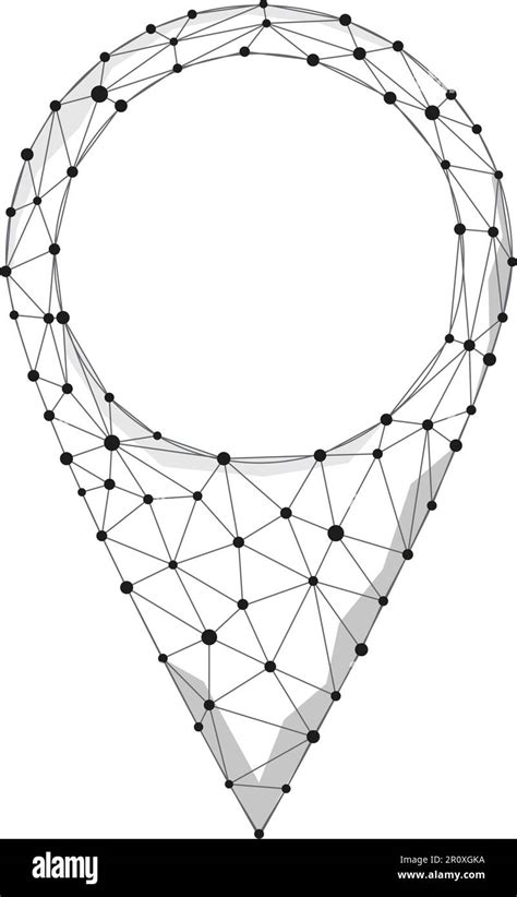 Wireframe Map Pin Location Line And Dots Abstract Vector Icon Stock Vector Image Art Alamy