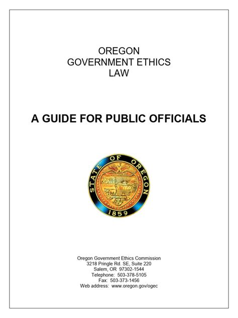 2021 Po Guide Final Adopted Oregon Government Ethics Law A Guide For