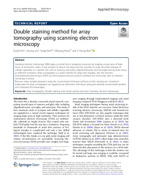 Pdf Double Staining Method For Array Tomography Using Scanning