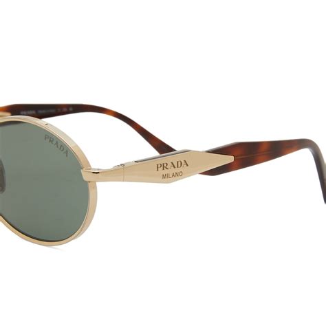 Prada Eyewear 65zs Sunglasses In Pale Golddark Green Prada