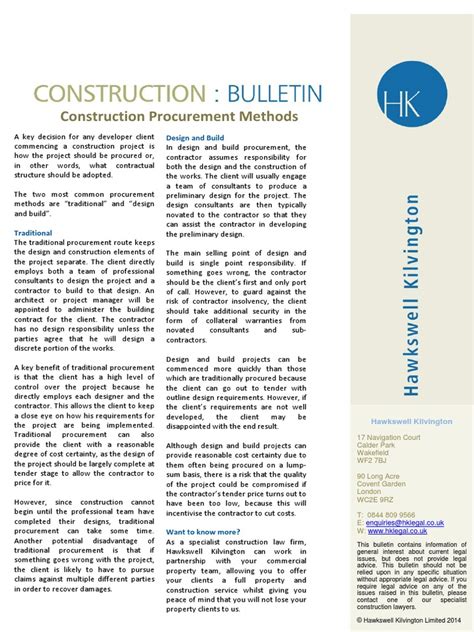 Construction Procurement Methods Pdf