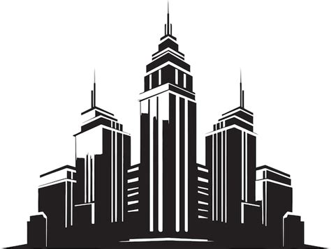 Premium Vector Cityline Vista Multifloor Cityscape Emblem In Vector Downtown Elevation