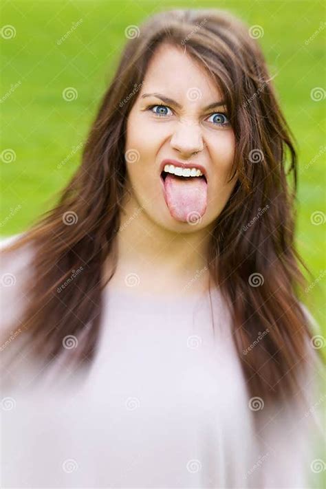 Angry Girl Sticking Tongue Out Stock Image Image Of Fashion Emotion