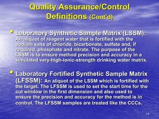 Chromatography Comparison Of Epa Methods 300 1 317 326 And 302 For