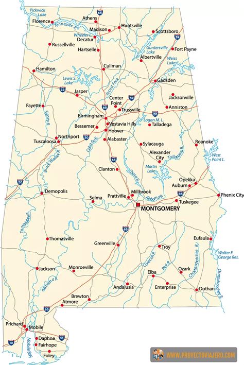 Alabama Estados Unidos Mapa E Información Proyecto Viajero