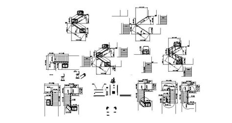 Staircase Construction Plan And Section 2d View Cad Structural Block