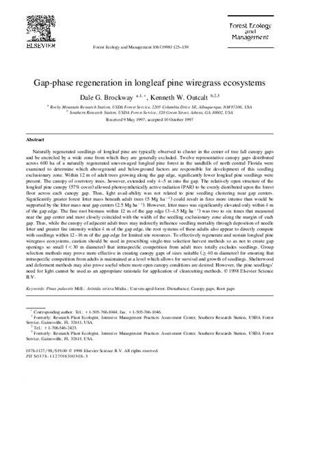 Pdf Gap Phase Regeneration In Longleaf Pine Wiregrass Ecosystems
