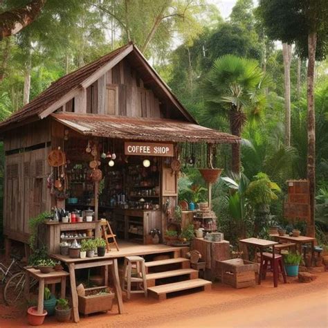 Small Wooden Shop In The Middle Of A Forest กระท่อมหลังเล็ก อาหารริม
