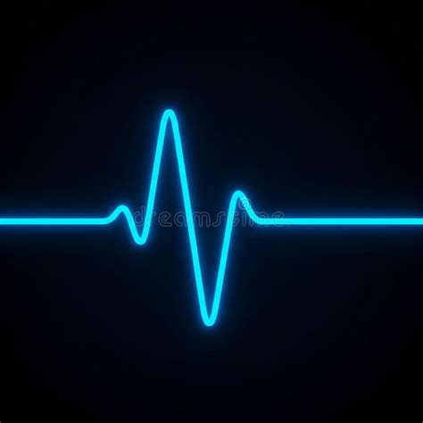Bright Blue Electrocardiogram Ecg Line On A Black Background The Line Features A Stock