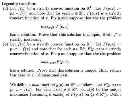 Legendre Transform A Let F X Be A Strictly Convex Chegg