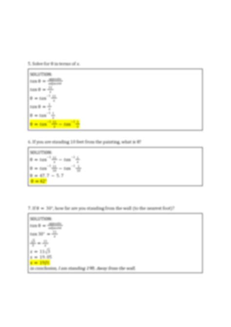 Solution Activity Problems Involving Inverse Trigonometric Functions