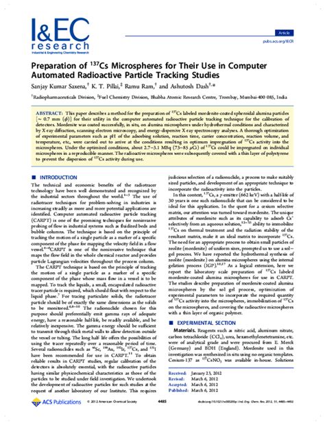 Pdf Preparation Of 137cs Microspheres For Their Use In Computer