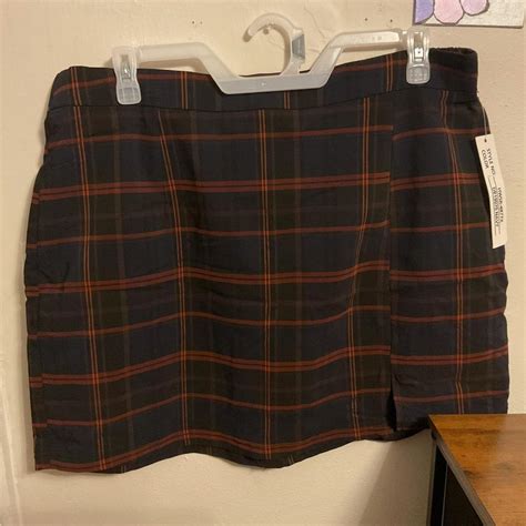 Black And Orange Plaid Mini Skirt Plaidmini Depop
