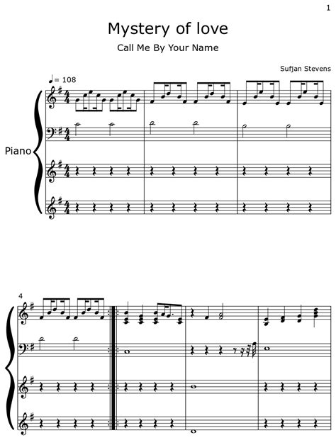 Mystery Of Love Sheet Music For Piano