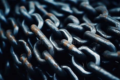 A Detailed View Of Interconnected Chains Suitable For Industrial