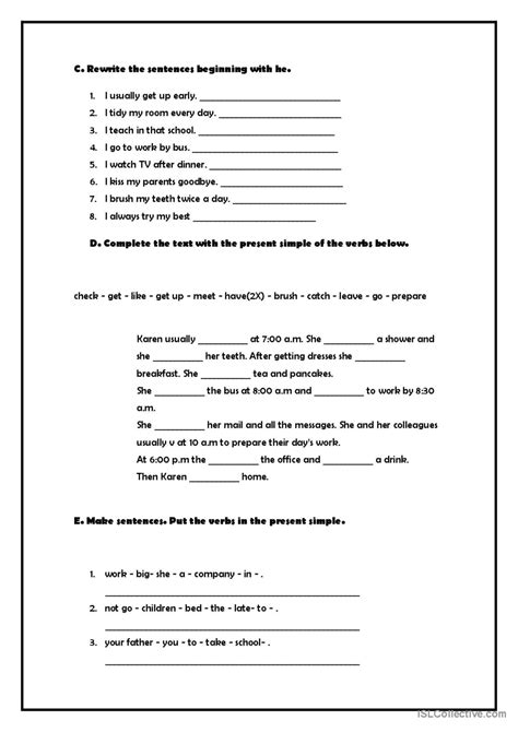 Simple Present Tense General Gramma Deutsch Daf Arbeitsblätter Pdf And Doc