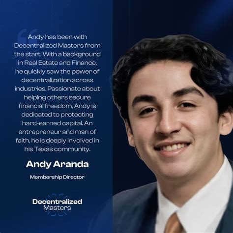 Meet Andy Aranda Andy Has Been With Decentralized Masters From The Start With A Background In