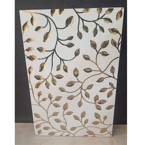 White Digital Printing Leaf Print Ceramic Tile Thickness 8 Mm Size