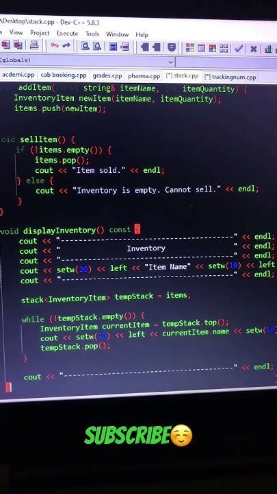 Stack Implementation Ide Dev C Cppprogramming Youtube