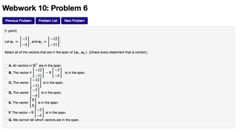 Solved Webwork 10 Problem 6 Previous Problem Problem List