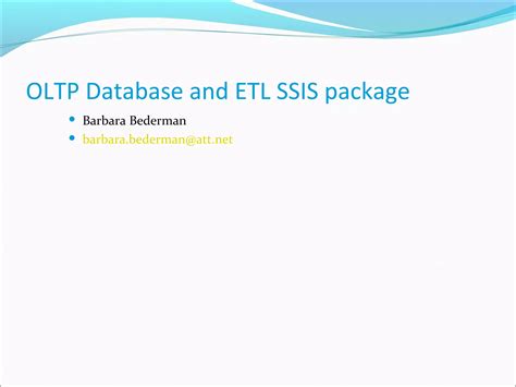 SSIS Presentation PPT Databases Computer Software And Applications