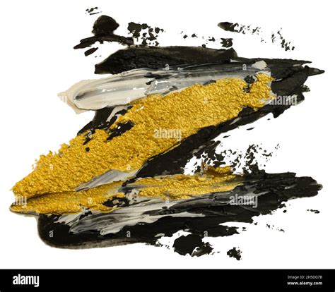 White Gold And Black Oil Brush Stroke Zig Zag Z Letter Shape Hand