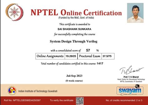 Sai Shashank On Linkedin Nptel Verilog Digitalsystemdesign
