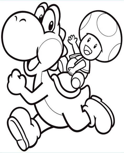 Yoshi Jumping Coloring Page Free Printable Coloring