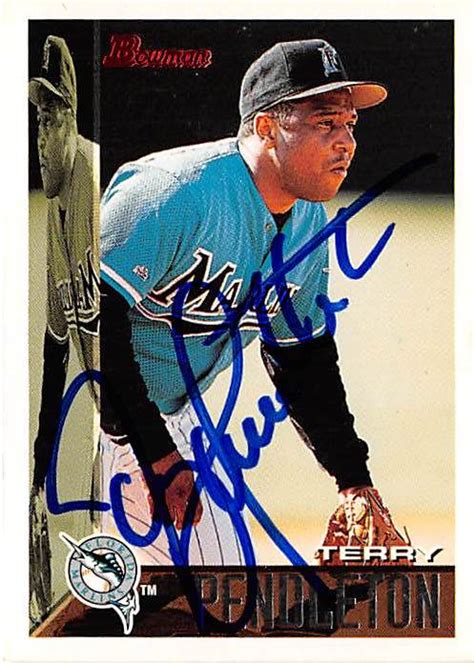 Terry Pendleton Autographed Baseball Card Florida Marlins 1995 Topps