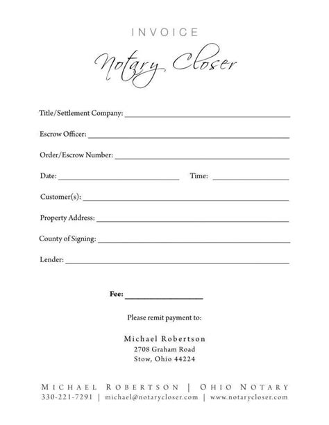 Notary Signing Agent Invoice Template Printable Word Searches