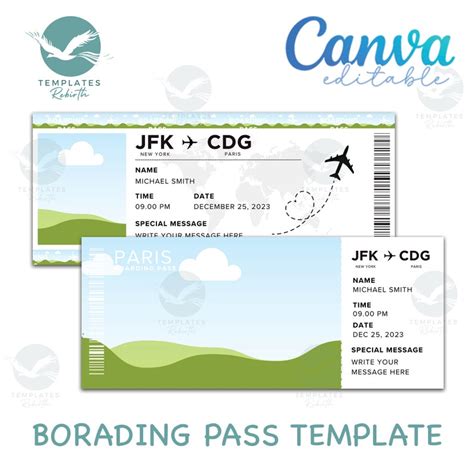 Bundle Boarding Pass Template Canva Editablecustomize Etsy