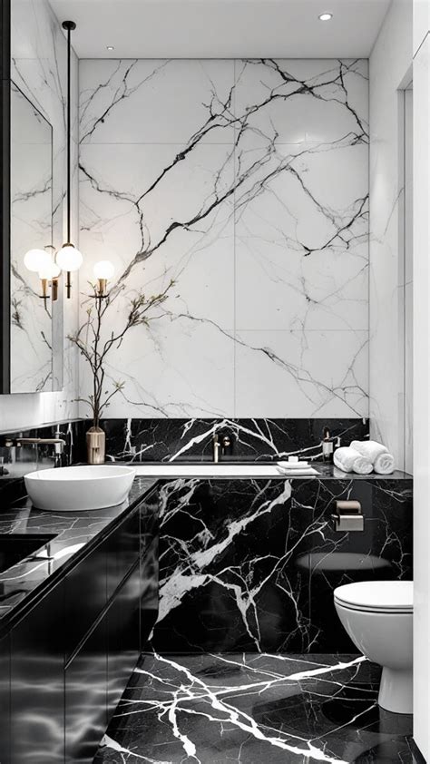 10 Stunning Black And White Marble Bathroom Ideas