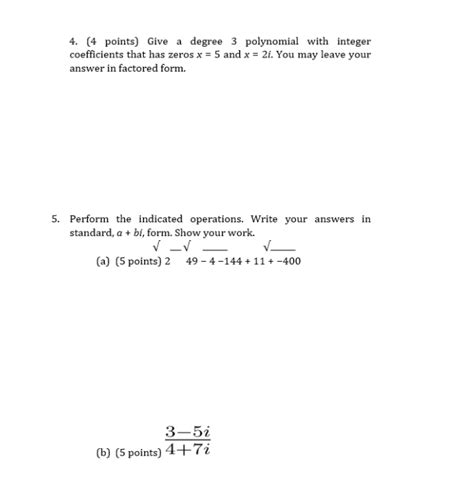 Solved 4 4 Points Give A Degree 3 Polynomial With Integer