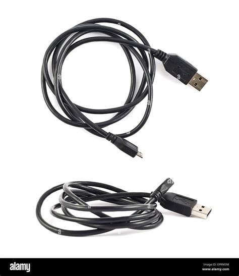 Coiled Usb Cable Isolated Stock Photo Alamy